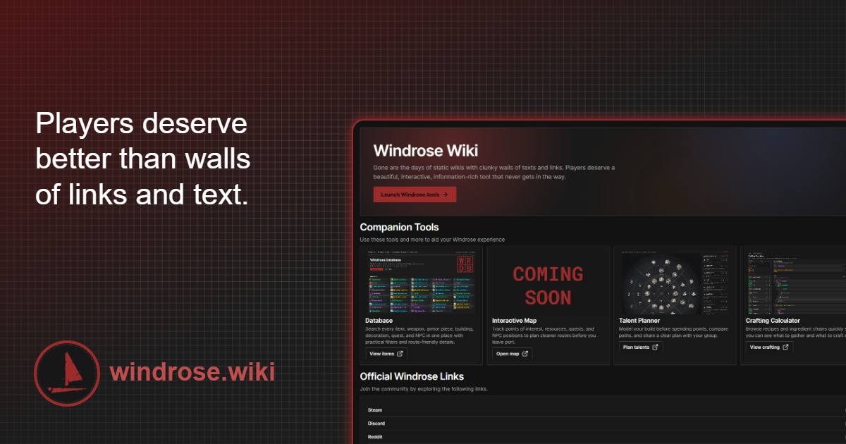 Windrose Wiki: Interactive Map, Items, Builds & Crafting | Windrose Wiki